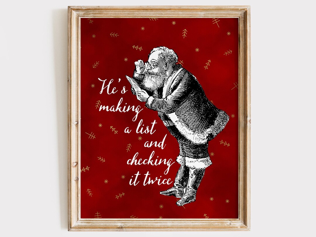He's Making A List - Santa | Christmas Art Print | Holiday Décor - Etsy