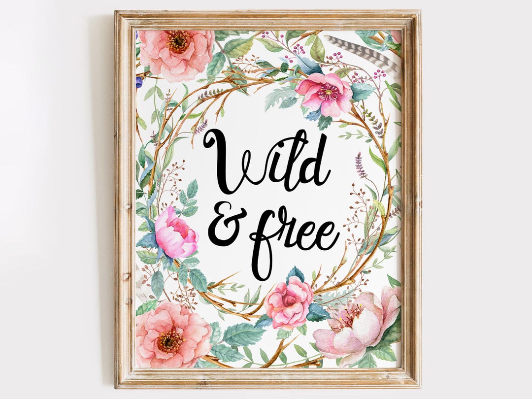 Wild and Free Floral Wreath Art Print 8x10 - Etsy