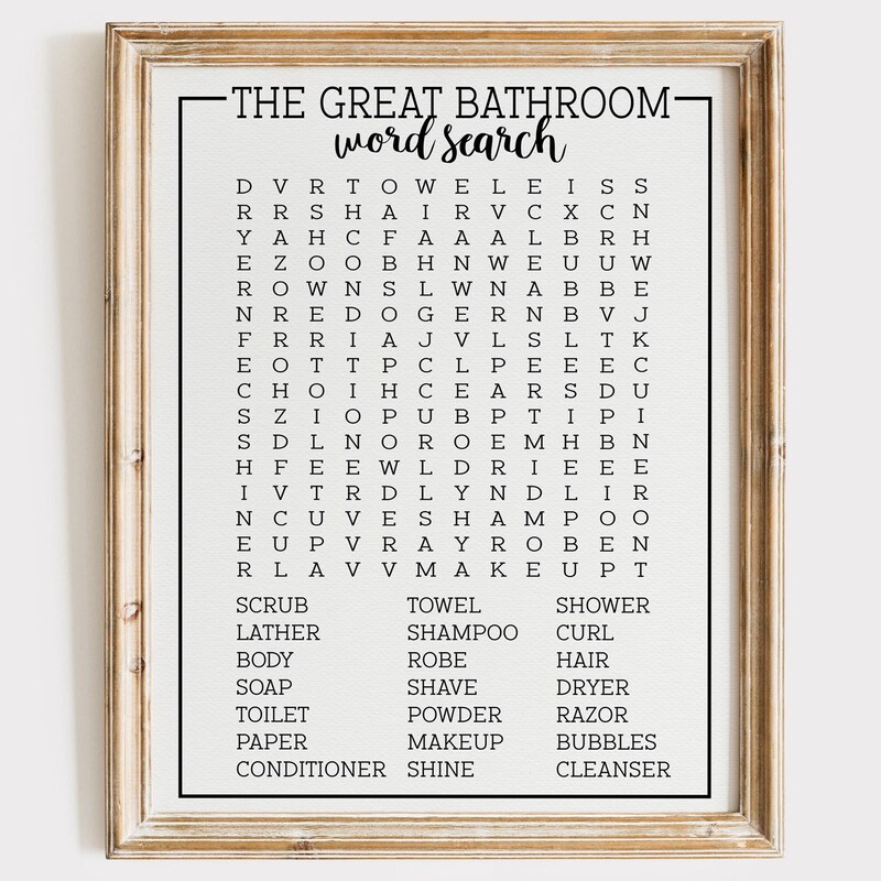 Bathroom Word Search - Etsy