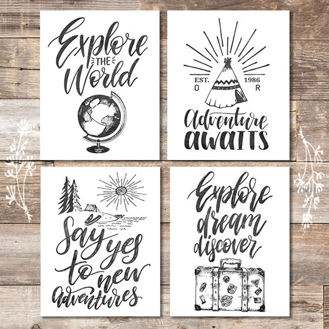 Travel Quotes Wall Art Prints set of 4 8x10s Typography Wall Art - Etsy