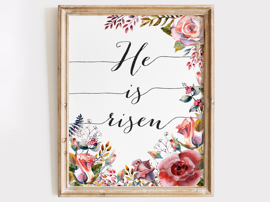 He is Risen Floral Art Print | Christian Wall Art | Religious Décor - Etsy