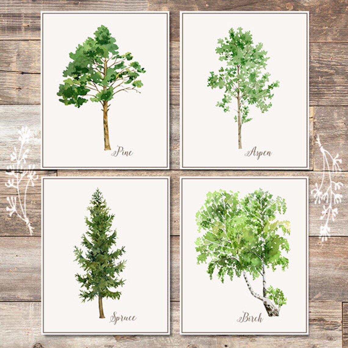 Trees Wall Art Prints set of 4 8x10s Botanical Prints - Etsy