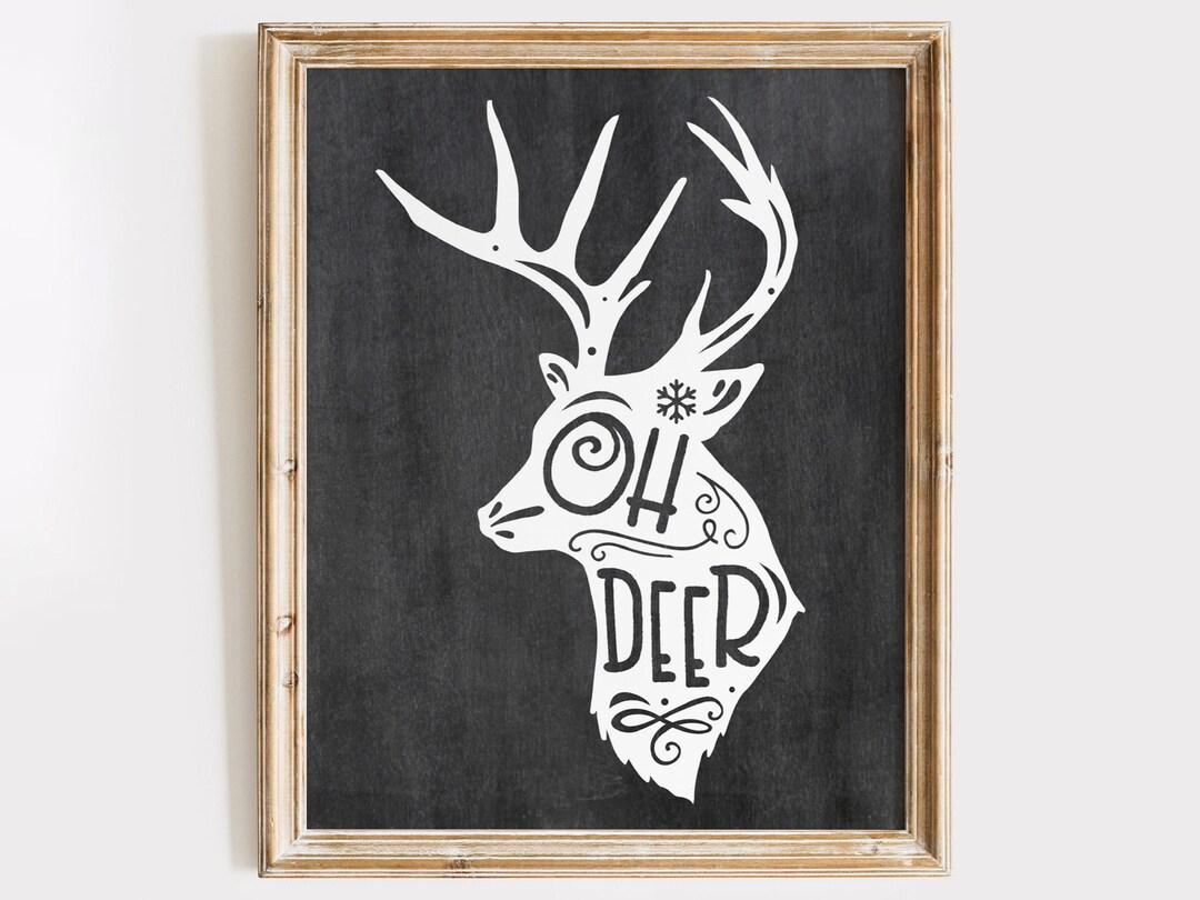 Oh Deer - Chalkboard | Christmas Art Print | Holiday Décor - Etsy