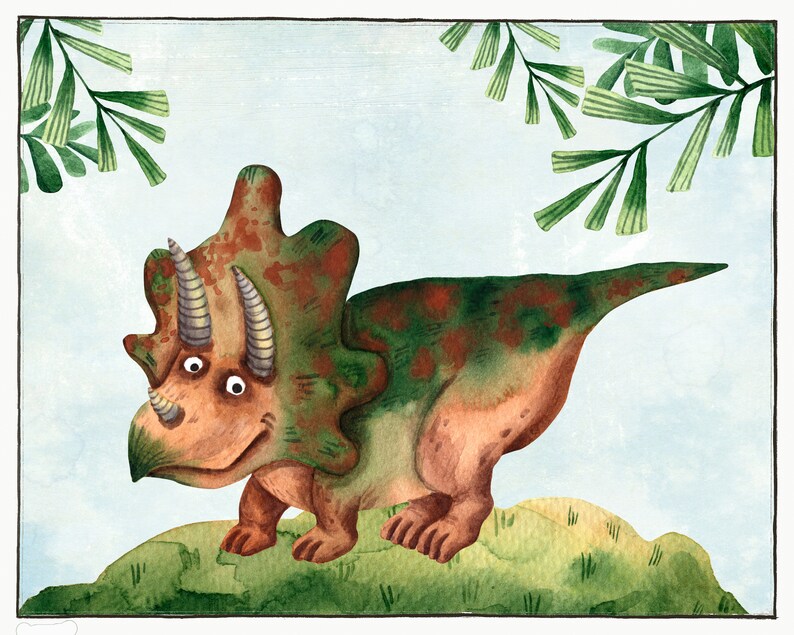 Friendly Dinosaur Art Prints set of 4 8x10s | Etsy