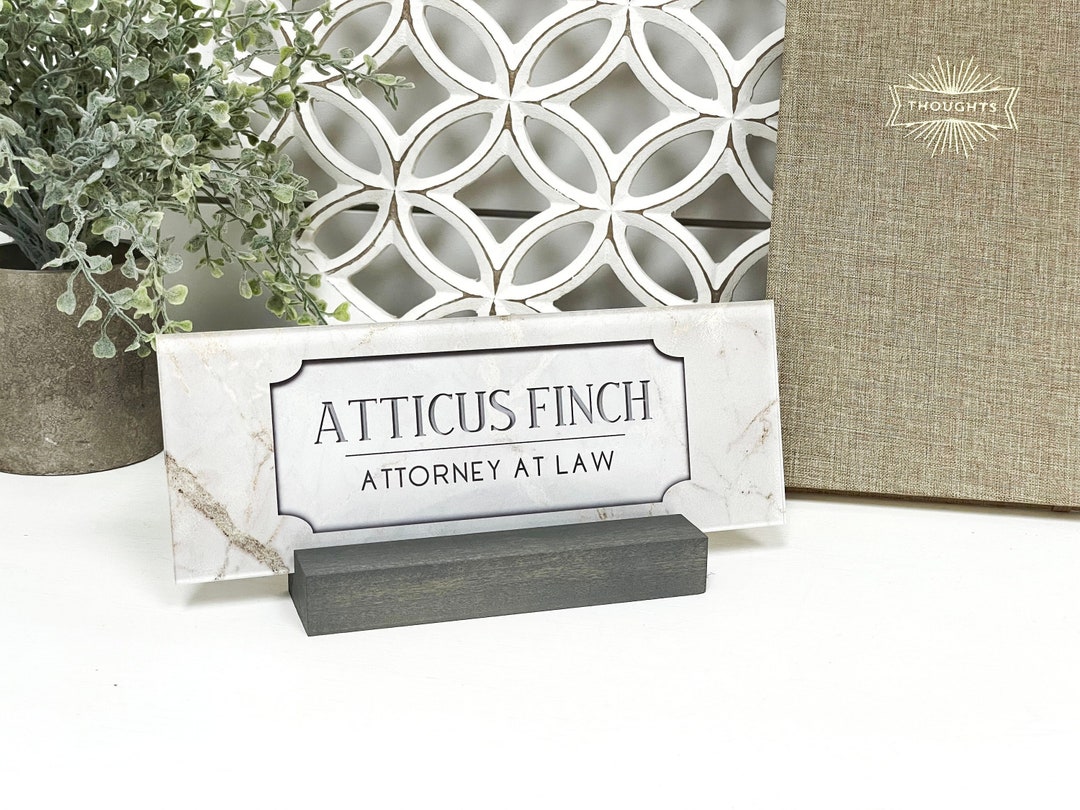 Custom Name Plate for Desk With Wood Stand | Lawyer Office Decor | Faux ...