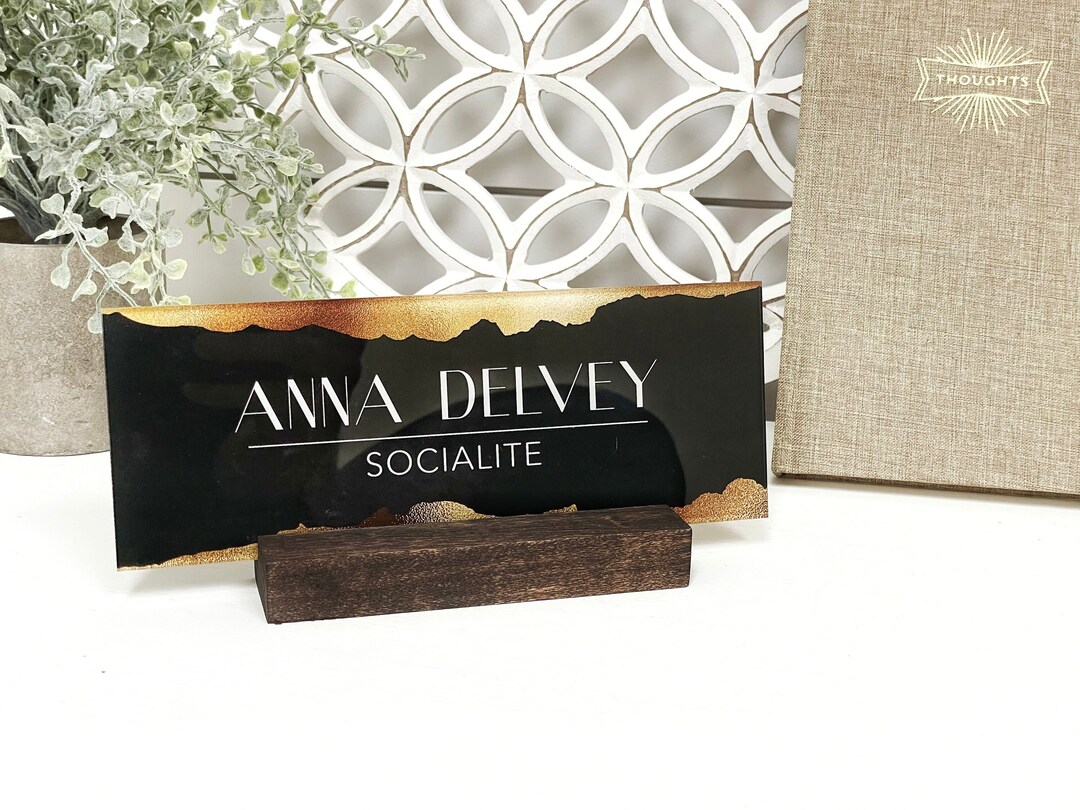 Personalized Name Plate for Desk With Wood Stand | Office Decor | Desk ...