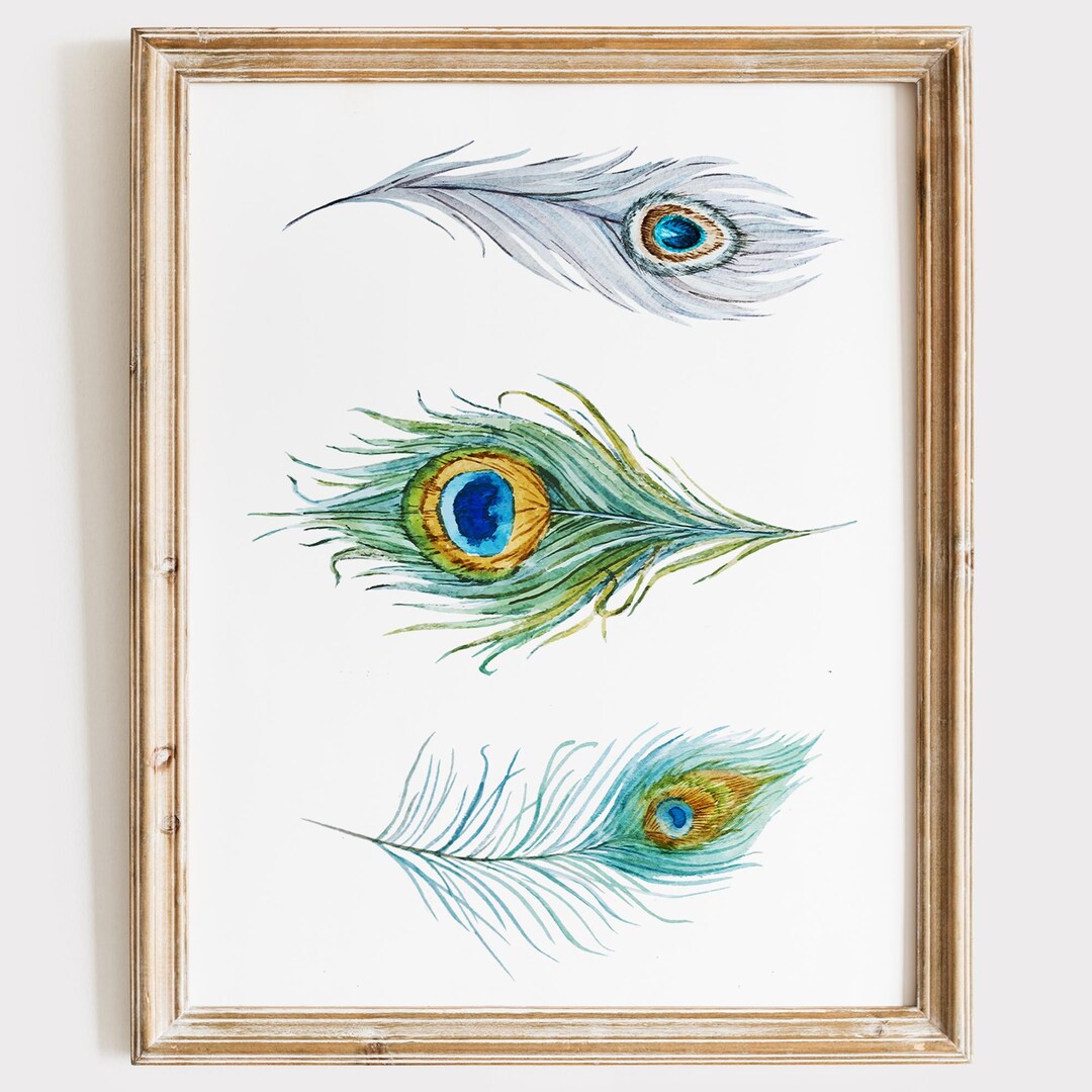 Peacock Feathers Wall Art Print - 8x10 | Peacock Wall Decor - Etsy