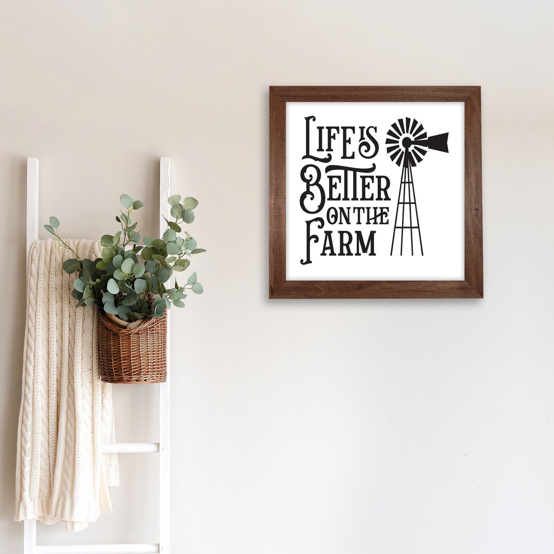 Farm Life Sign Quote on Canvas Framed Farmhouse Wall Art | Etsy