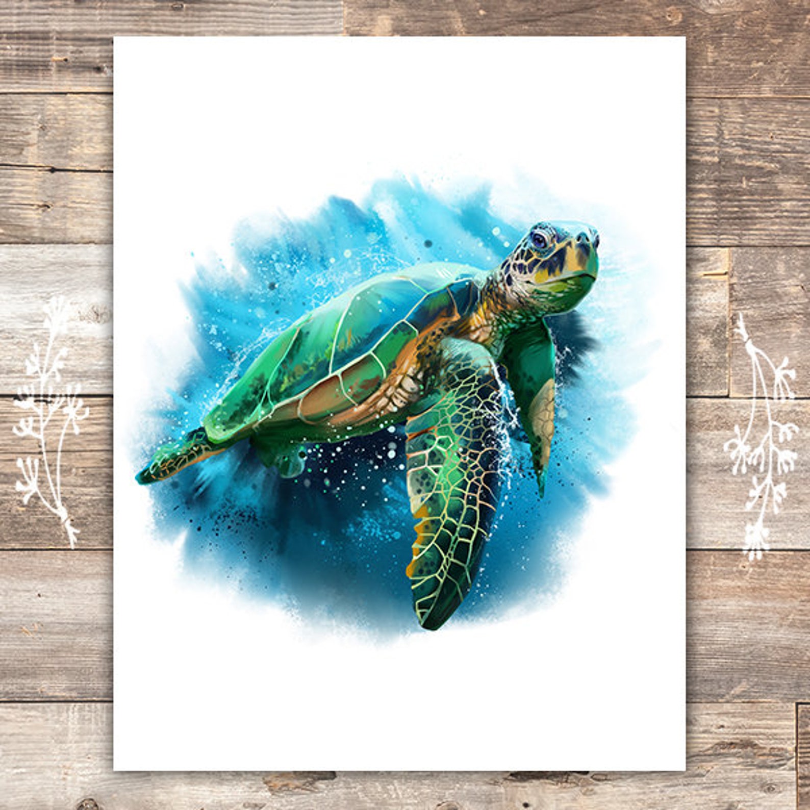 Sea Turtle Art Print 8x10 Beach Wall Decor | Etsy