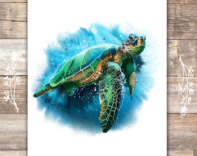 Sea Turtle Art Print 8x10 Beach Wall Decor - Etsy