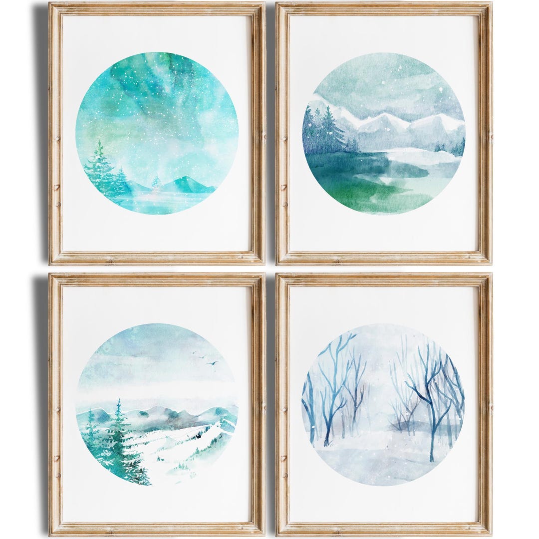 Watercolor Winter Landscapes Art Prints (set of 4) - 8x10s - Etsy