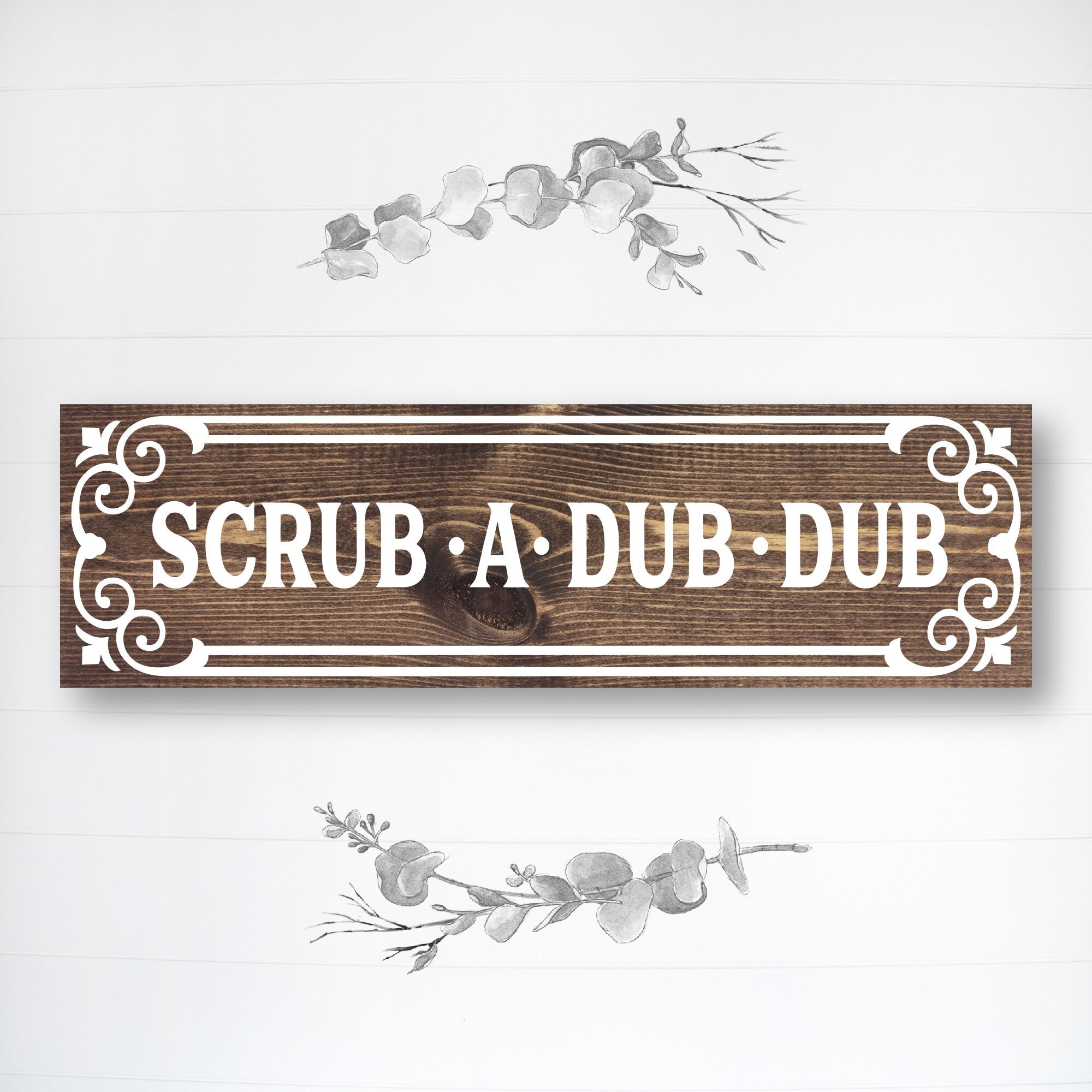 Scrub a Dub Dub Funny Bathroom Sign Farmhouse Wood Sign | Etsy