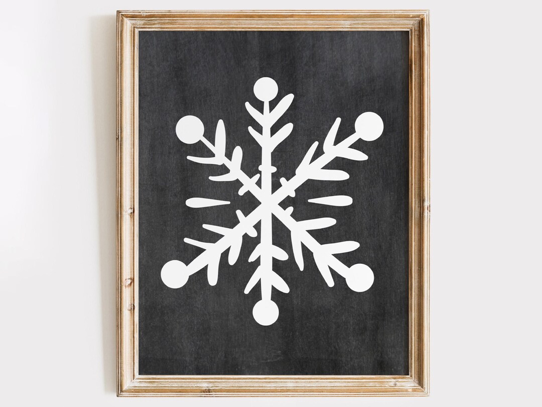 Snowflake - Chalkboard | Christmas Art Print | Holiday Décor - Etsy