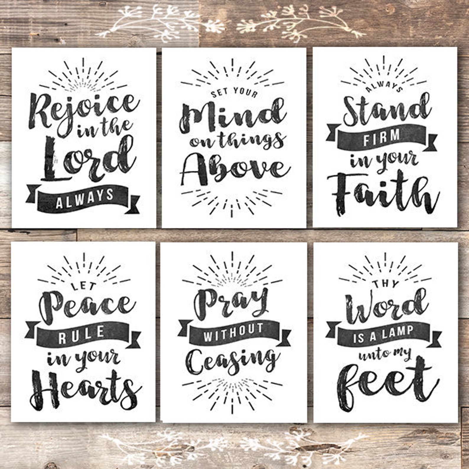 Scripture Wall Art Christian Prints set of 6 8x10s - Etsy
