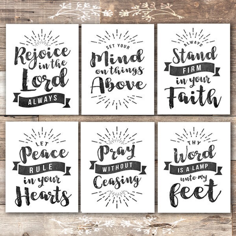 Scripture Wall Art Christian Prints set of 6 8x10s - Etsy