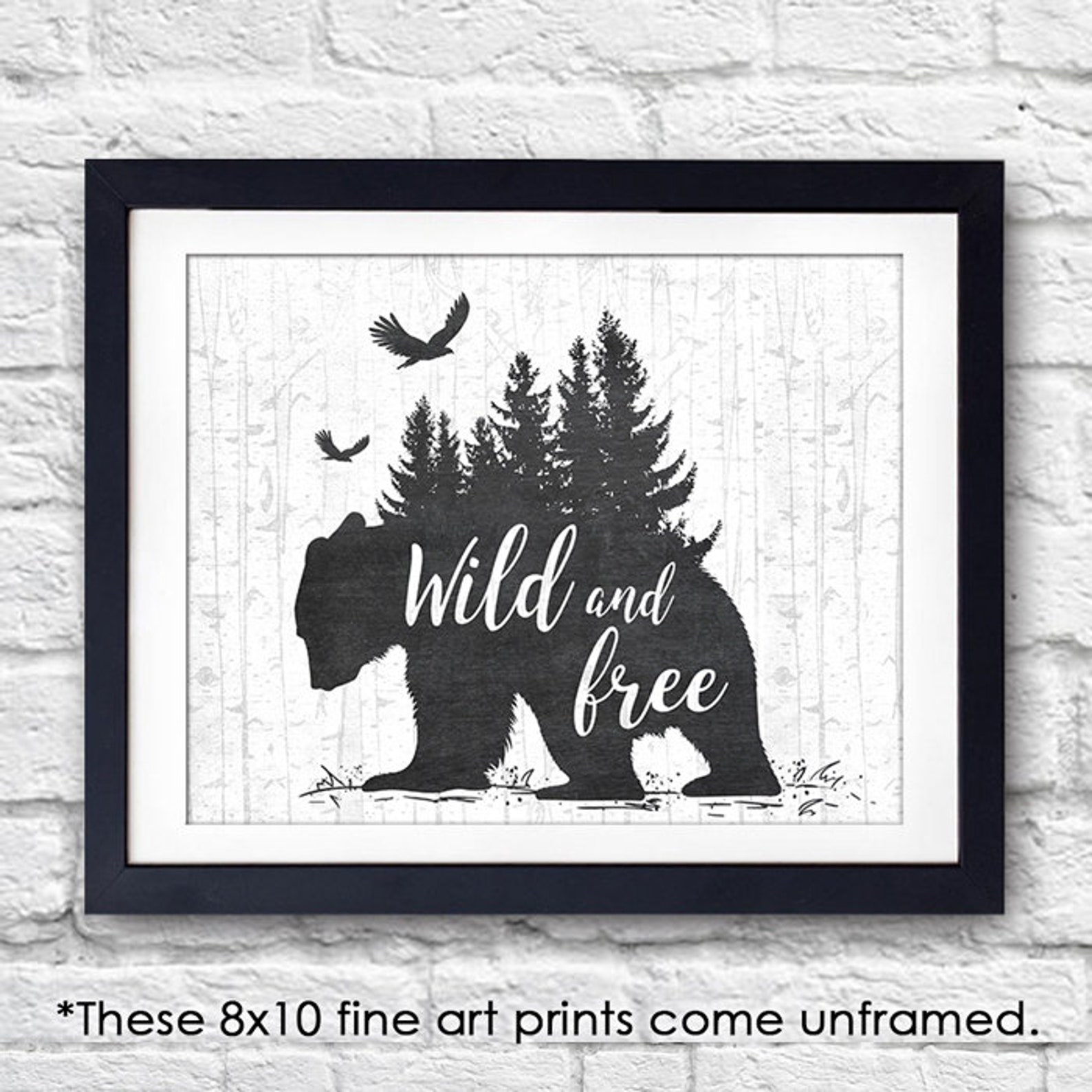 Wild and Free Rustic Bear Art Print 8x10 - Etsy