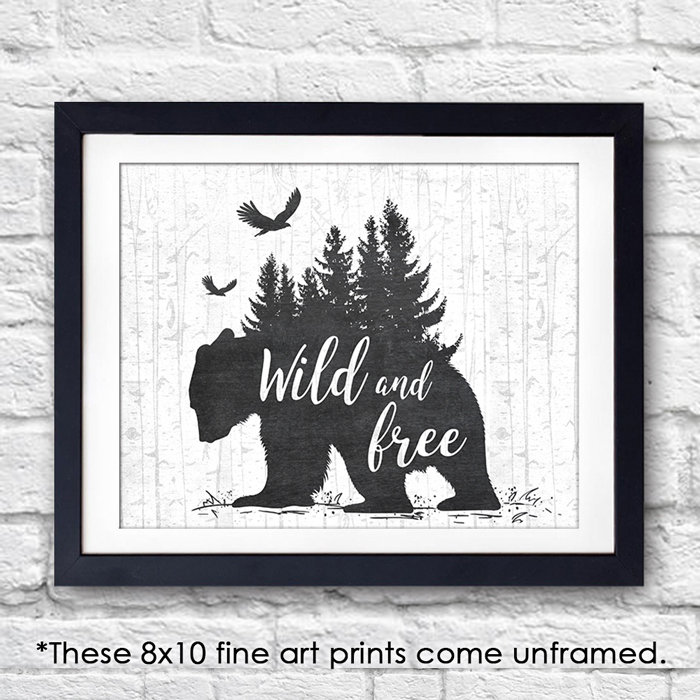 Wild and Free Rustic Bear Art Print 8x10 | Etsy