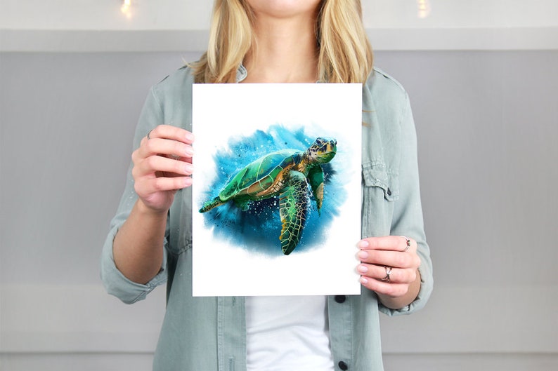Sea Turtle Art Print 8x10 Beach Wall Decor - Etsy