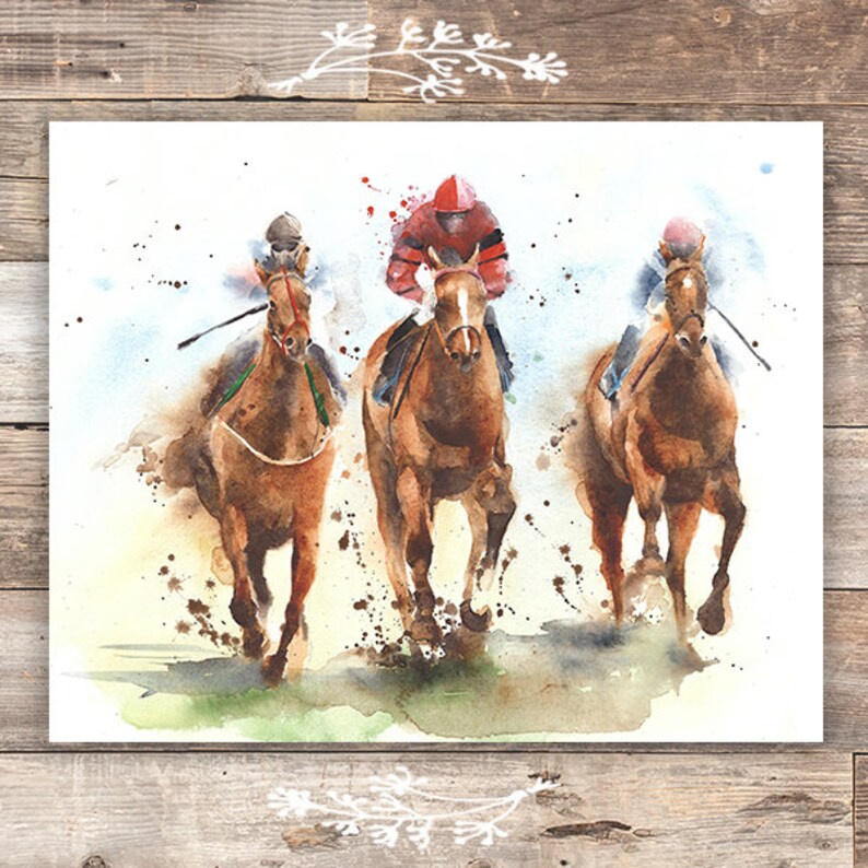 Horse Racing Wall Art Print 8x10 Horse Decor - Etsy