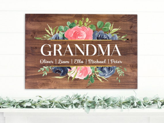 Grandma Gift Personalized Grandma Sign With Names | Etsy