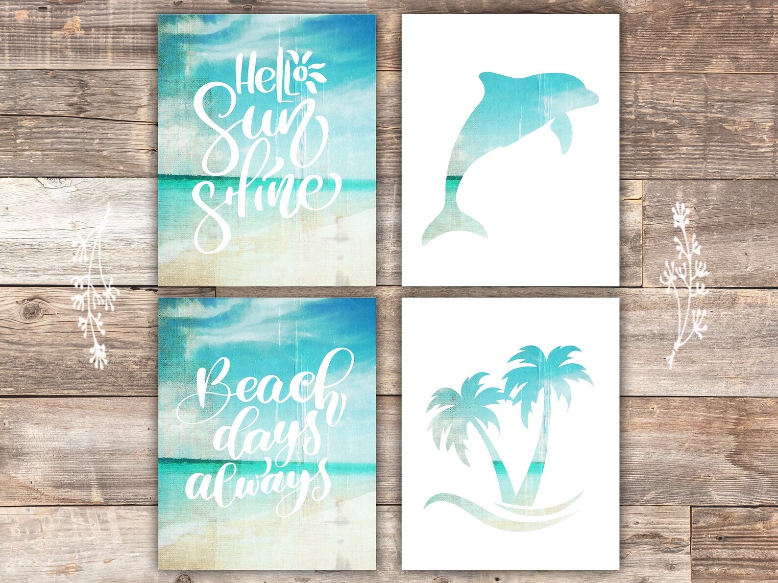 Beach Set Art Prints Set of 4 8x10s | Etsy