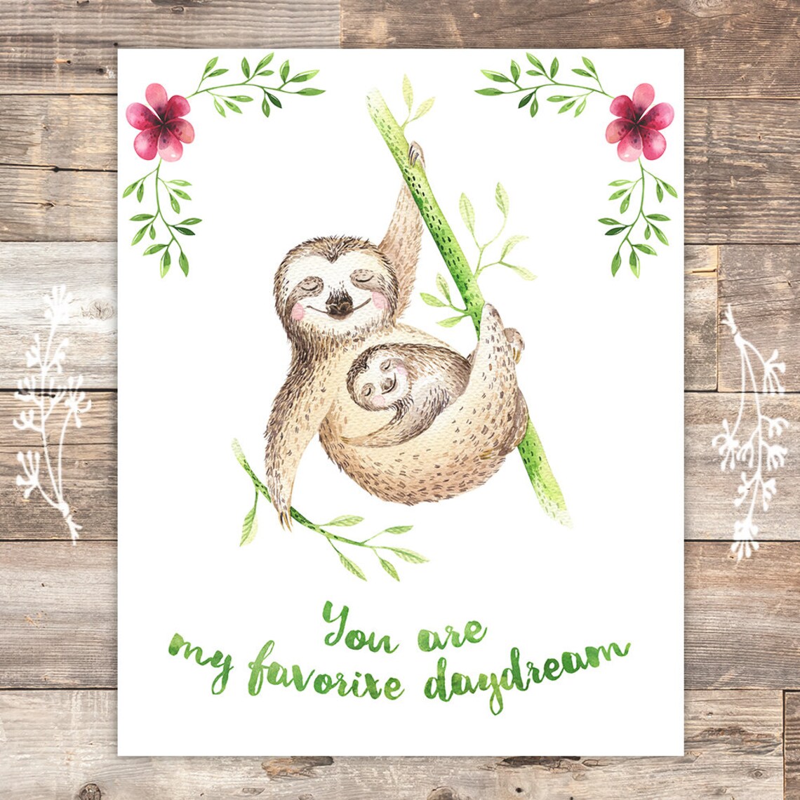 Sloth Wall Decor set of 3 8x10s | Etsy