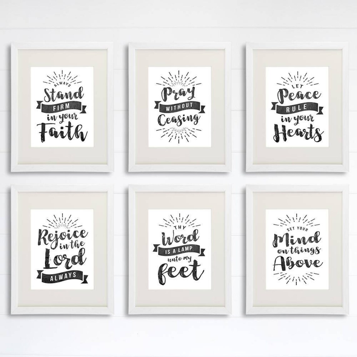 Scripture Wall Art Christian Prints set of 6 8x10s - Etsy