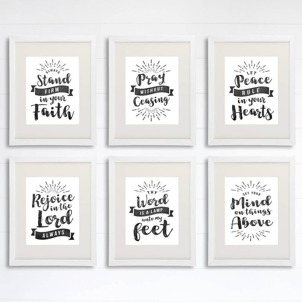 Scripture Wall Art Christian Prints Set of 6 8x10s | Etsy