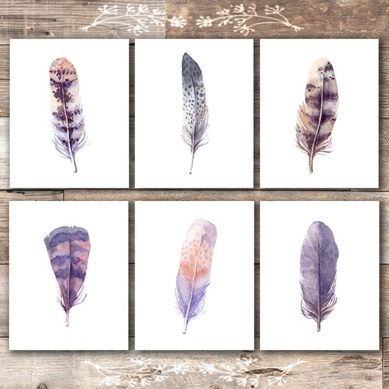 Feather Prints Wall Art - Etsy