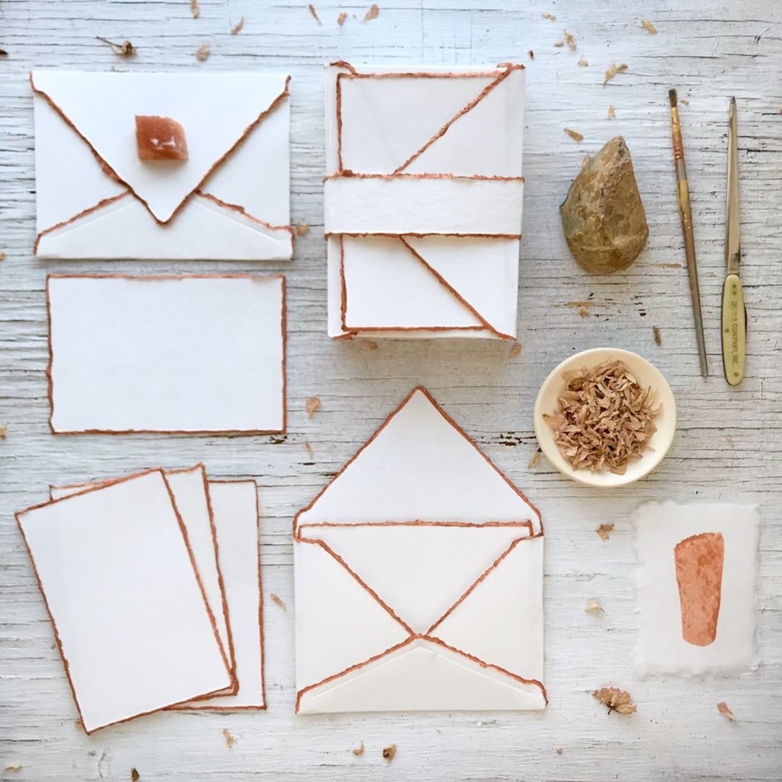 Gold Edge Handmade Paper Stationery: Rose Gold Invitations - Etsy