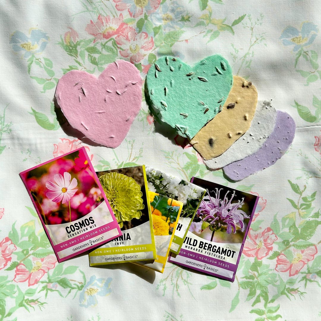 Handmade Seed Paper Heart Valentines: Plantable Wildflower Wedding ...