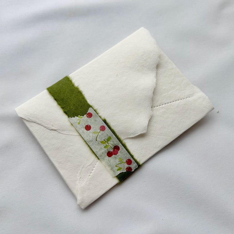 Mini Pressed Rose Flower 2.5x3.5” Handmade Deckled Edge Paper Card and ...