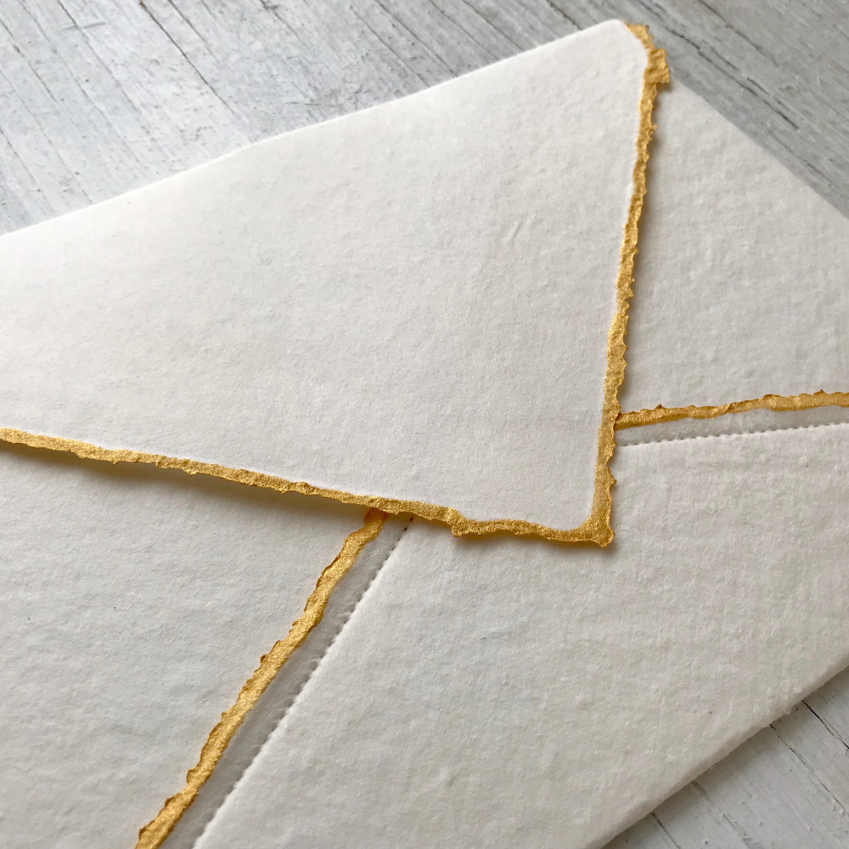 Gold Edge Handmade Paper Stationery: Rose Gold Invitations - Etsy