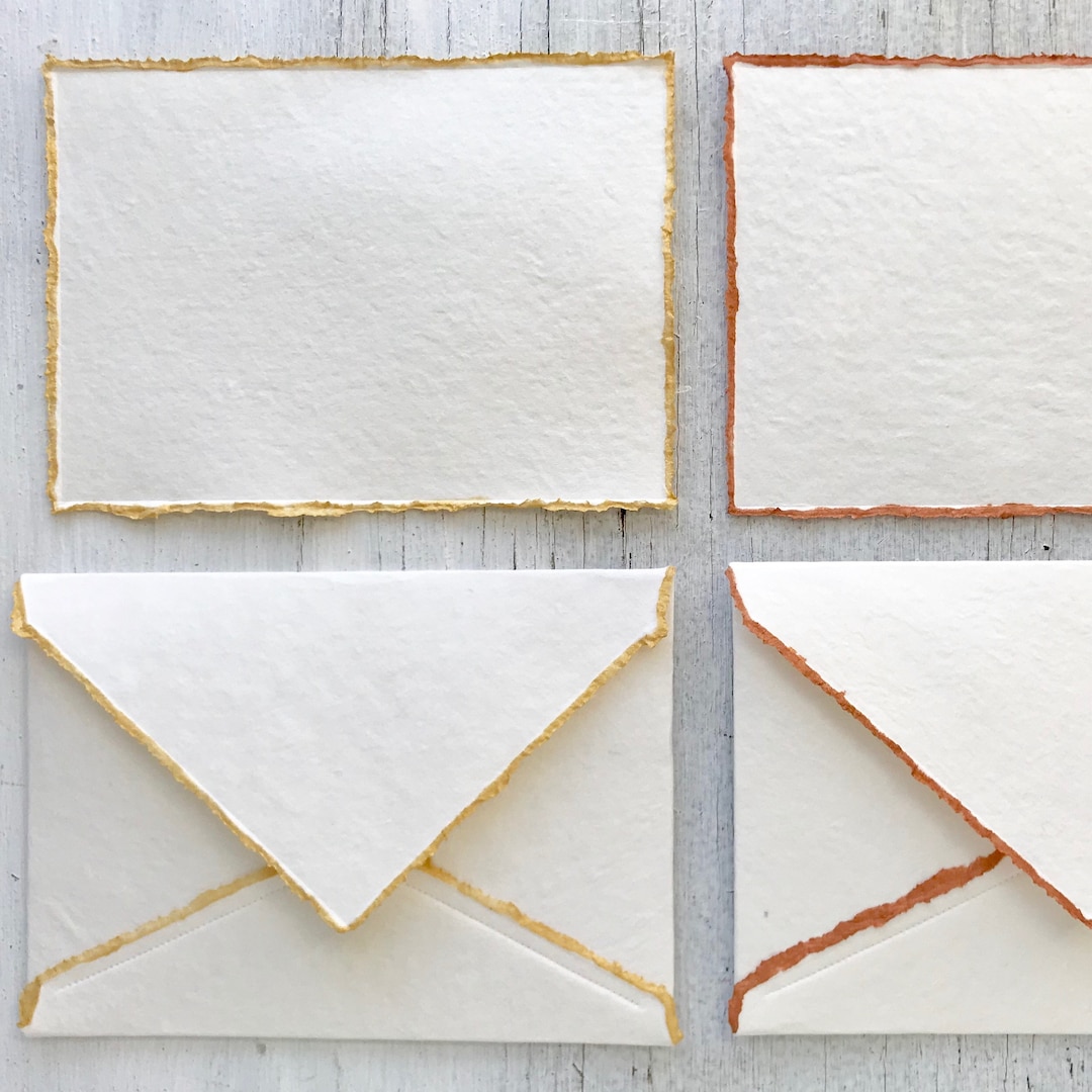 Gold Edge Handmade Paper Stationery, Rose Gold Edge Handmade Paper ...