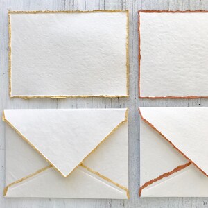 Gold Edge Handmade Paper Stationery: Rose Gold Invitations - Etsy