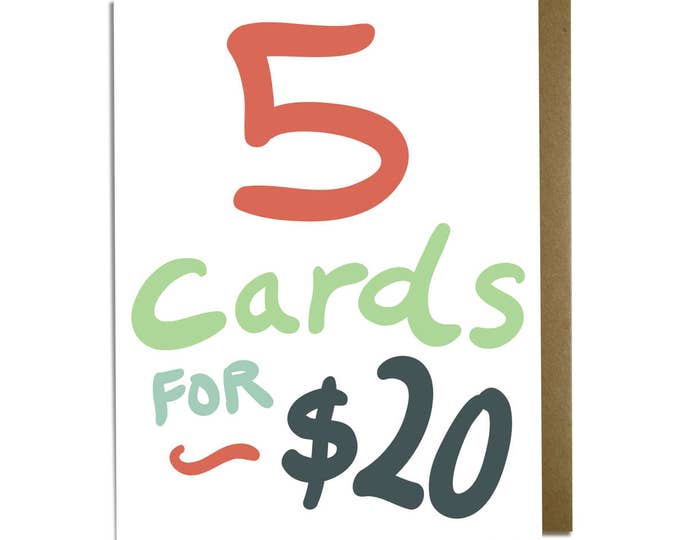 Any 5 Cards for Twenty Dollars Card Pack Deal - Etsy