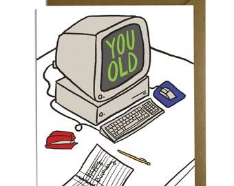 Computer Birthday Card - Etsy