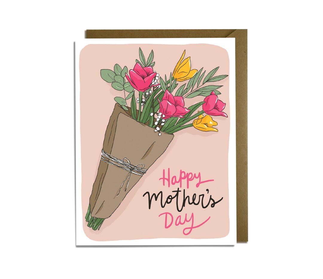 Mother's Day Flower Bouquet Card - Etsy