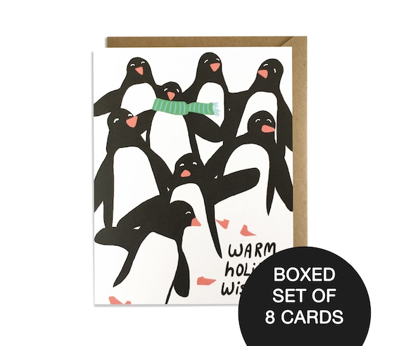 Funny Christmas Card Boxed Set Penguins Warm Holiday Wishes - Etsy
