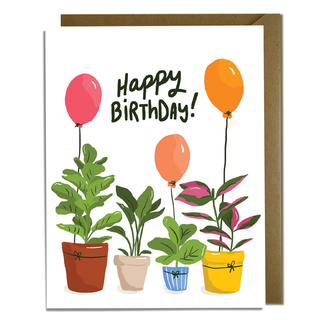 Birthday Card - Plants, Plant Lady, Boho, Pothos, Snake Plant - Etsy