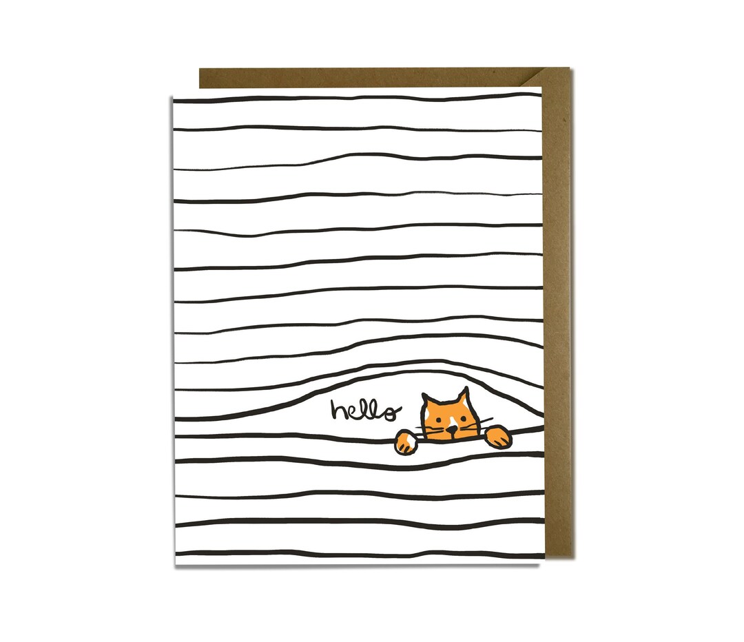 Friend Card - Cat, Hello, Funny, Sweet, Blank, Meow, Purr, Cat Blinds ...