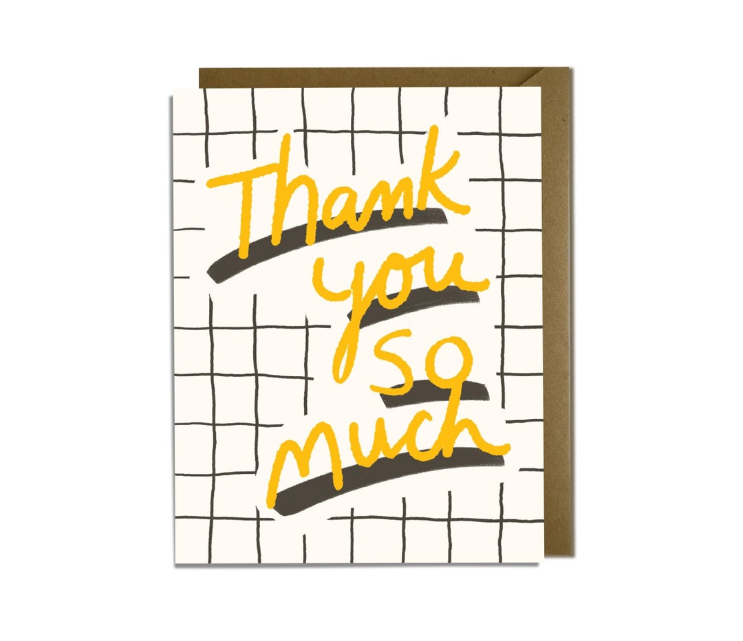 Hand-drawn Thank You Card: Modern Grid Design - Etsy