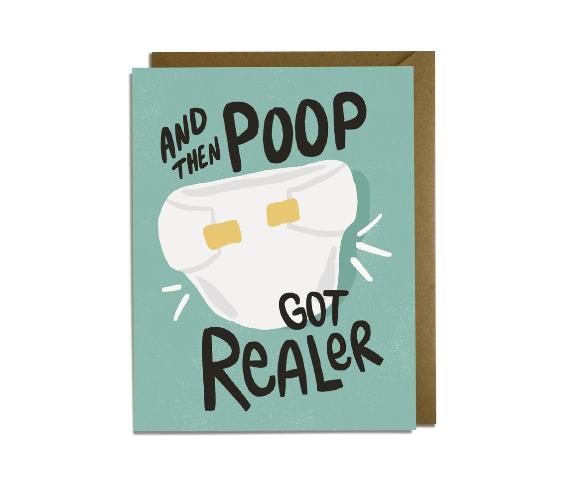 Funny Baby Card - Poop Just Got Real, Boy, Girl, Twins - Etsy