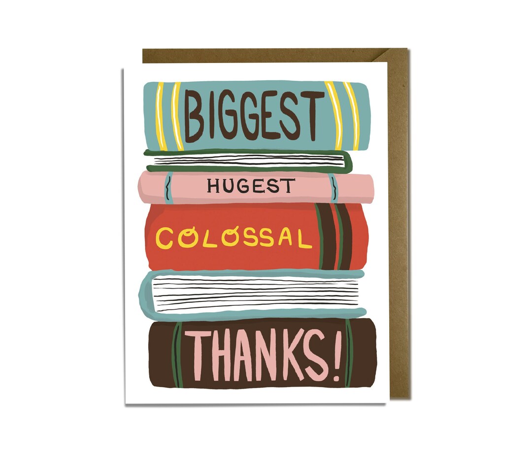 Thank You Card - Books, Book Lover, Librarian, Teacher, Thanks - Etsy