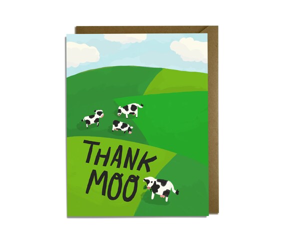 Funny Thank You Card Thank Moo Cows Farm | Etsy