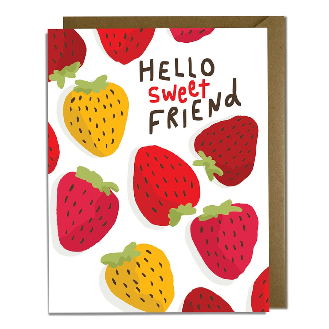 Strawberries - Sweet Friend Card, Friendship, Thinking of You, Hello - Etsy