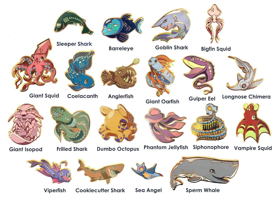 Deep Sea Creature Enamel Pins - 20 Designs! GLOWS IN DARK! - Etsy