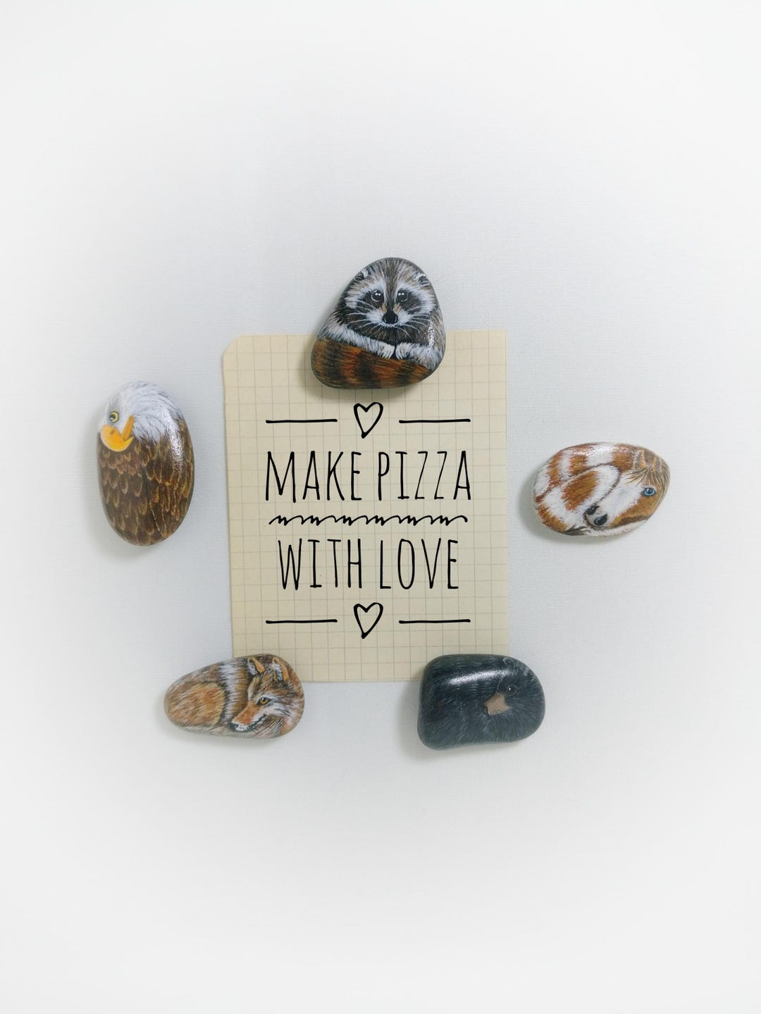 Set of Five Magnets Painted on Pebbles, Set of Fridge Magnets With ...