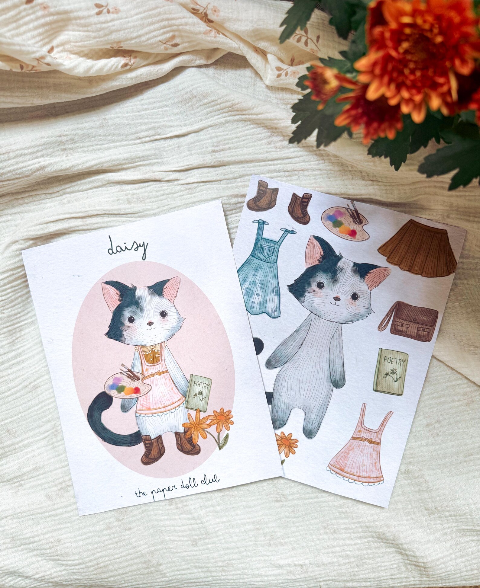 Printable Paper Doll – Cute Dress-up Cat Animal Doll With Accessories ...