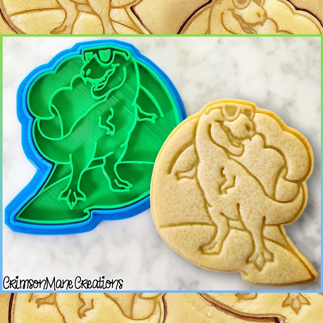 T Rex Cookie Cutter - Dinosaur Surfing Cute Tyrannosaur - 3D Printed ...